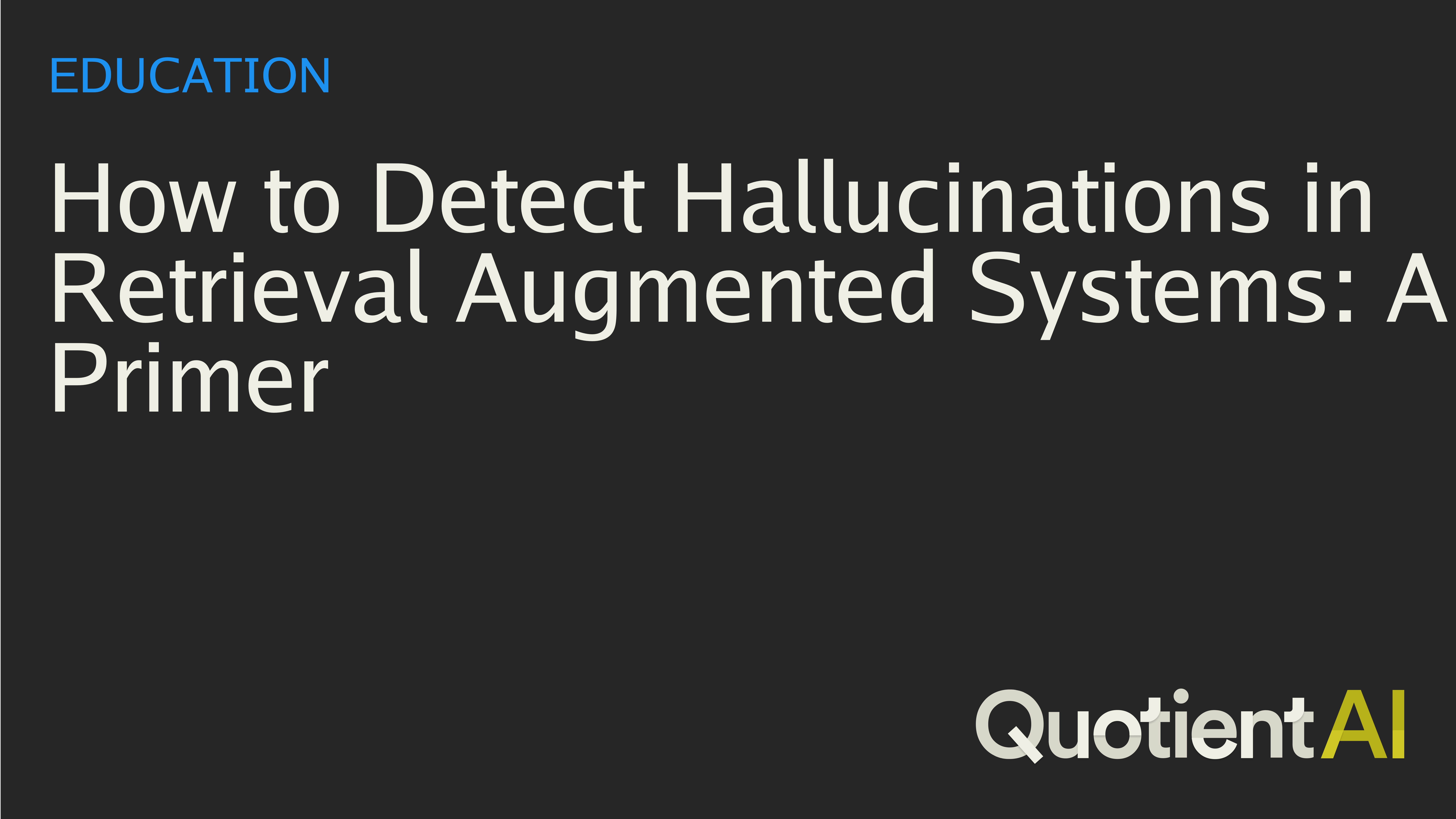 How to Detect Hallucinations in Retrieval Augmented Systems: A Primer